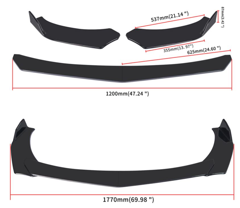 Universal Front Splitter Kit - 4 Piece (Multiple Colours) – Boosted Kiwi